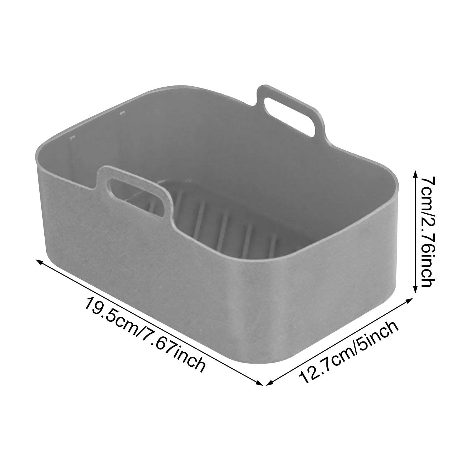 Ferenu 2pcs Air Fryer Silicone Pot for Ninja Foodi Dual DZ201 | Reusable Liner Rectangle Basket 8 QT Easy Cleaning Food Safe Accessories (Gray)