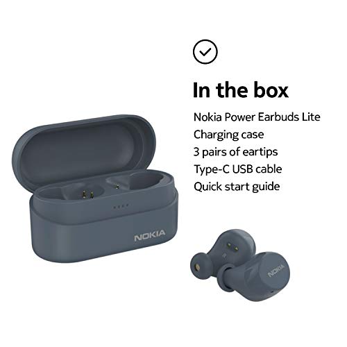 Nokia Power Earbuds Lite - Fjord - Waterproof - Universal Bluetooth - 35 Hours Battery Life - Travel Charging Case