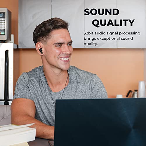 Phonicstudio Apex Pro Active Noise Cancelling Earbuds Bluetooth Headphones True Wireless Earbuds with Mic Bluetooth Earbuds 5.0 Immersive Sound Clear Call IPX5 25H for Sports/Work/Travel - Black