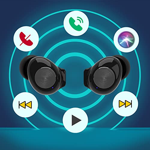 AKSONIC Wireless Earbuds, Bluetooth 5.0 45H Playtime TWS True Wireless Headphones for iPhone Android Workout Sports Sleep with Microphone Charging Case IPX4 Waterproof Button Control (Black)