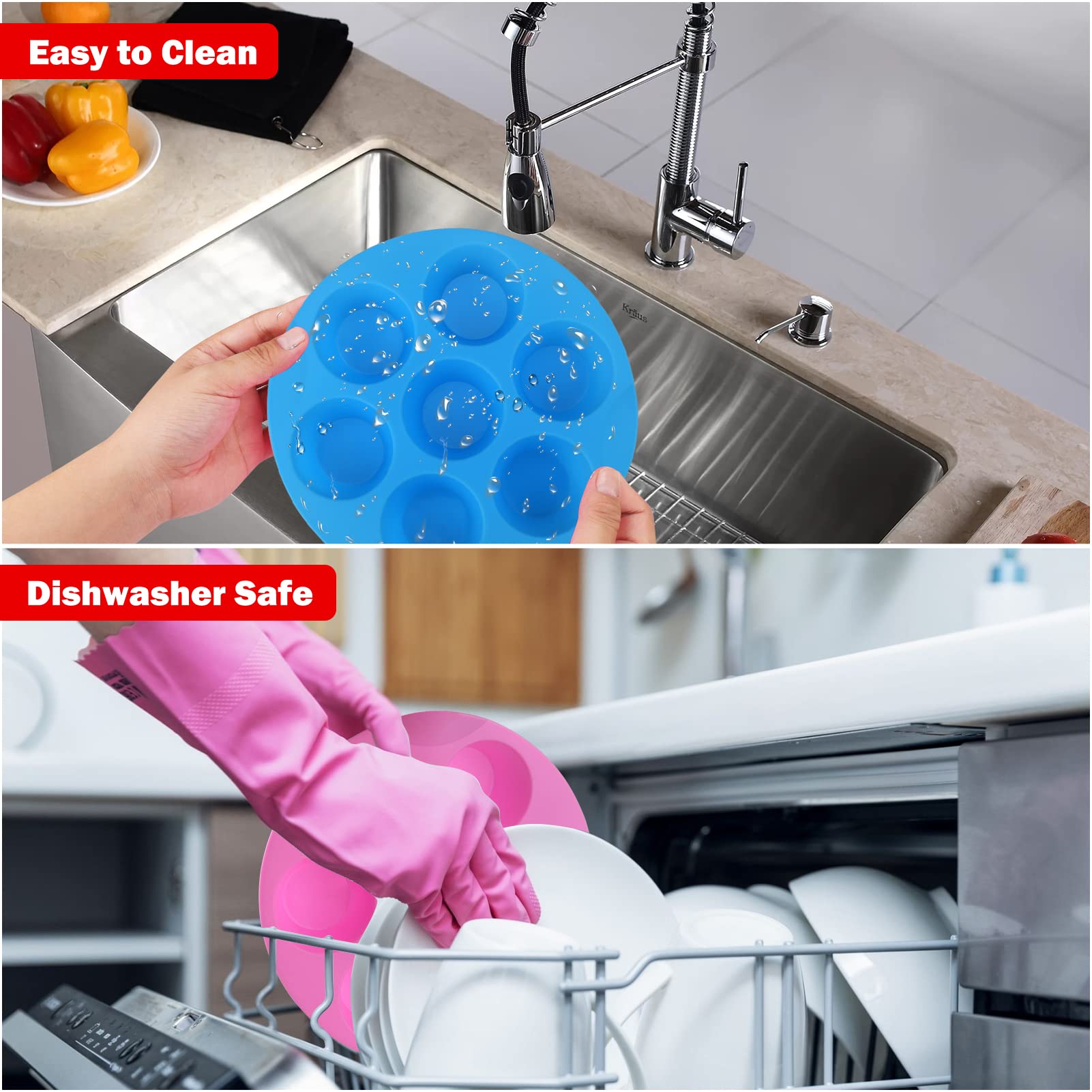 XANGNIER Silicone Muffin Pan for 3QT-5QT Air Fryer,2 Pcs Cupcake Tray Baking Mold,Reusable Non-stick Air Fryer Baking Pan,Air Fryer Accessories