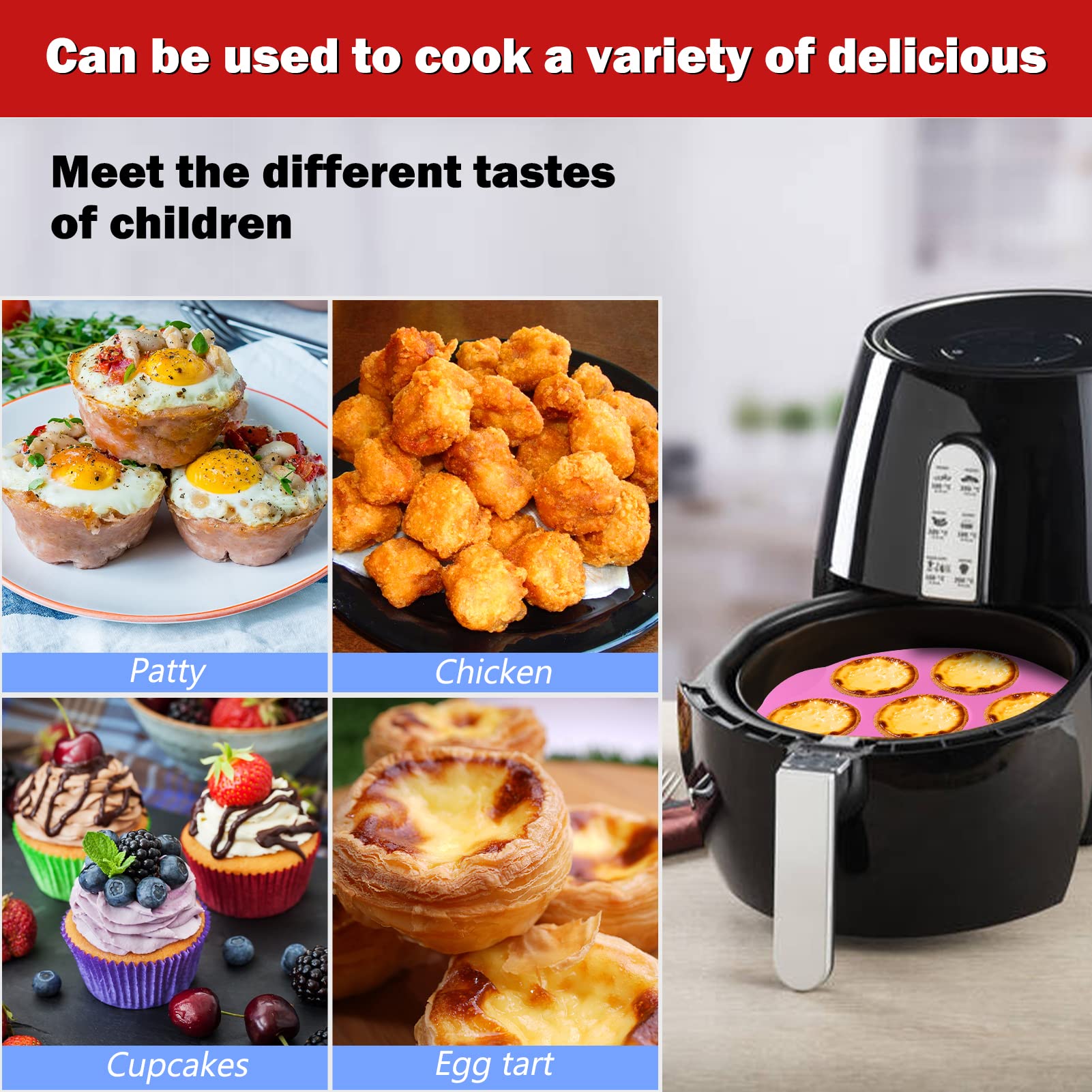 XANGNIER Silicone Muffin Pan for 3QT-5QT Air Fryer,2 Pcs Cupcake Tray Baking Mold,Reusable Non-stick Air Fryer Baking Pan,Air Fryer Accessories