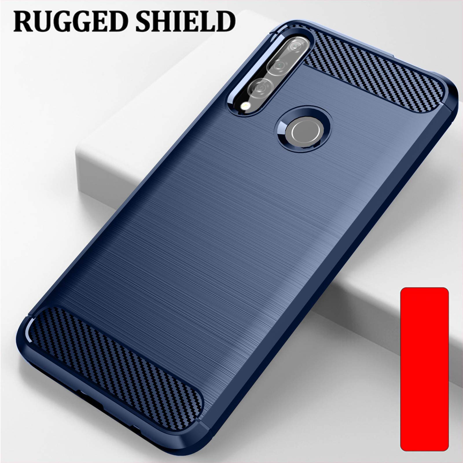 Asuwish Phone Case for Huawei Y9 Prime 2019/Honor 9X/P Smart Z with Tempered Glass Screen Protector Cover and Cell Accessories Silicone Protective Hawaii Enjoy 10 Plus Carbon Fiber Women Men Blue