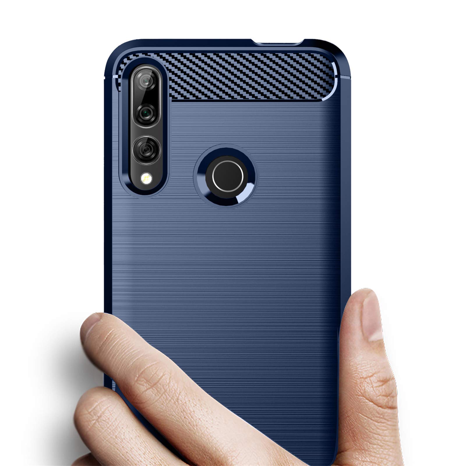 Asuwish Phone Case for Huawei Y9 Prime 2019/Honor 9X/P Smart Z with Tempered Glass Screen Protector Cover and Cell Accessories Silicone Protective Hawaii Enjoy 10 Plus Carbon Fiber Women Men Blue