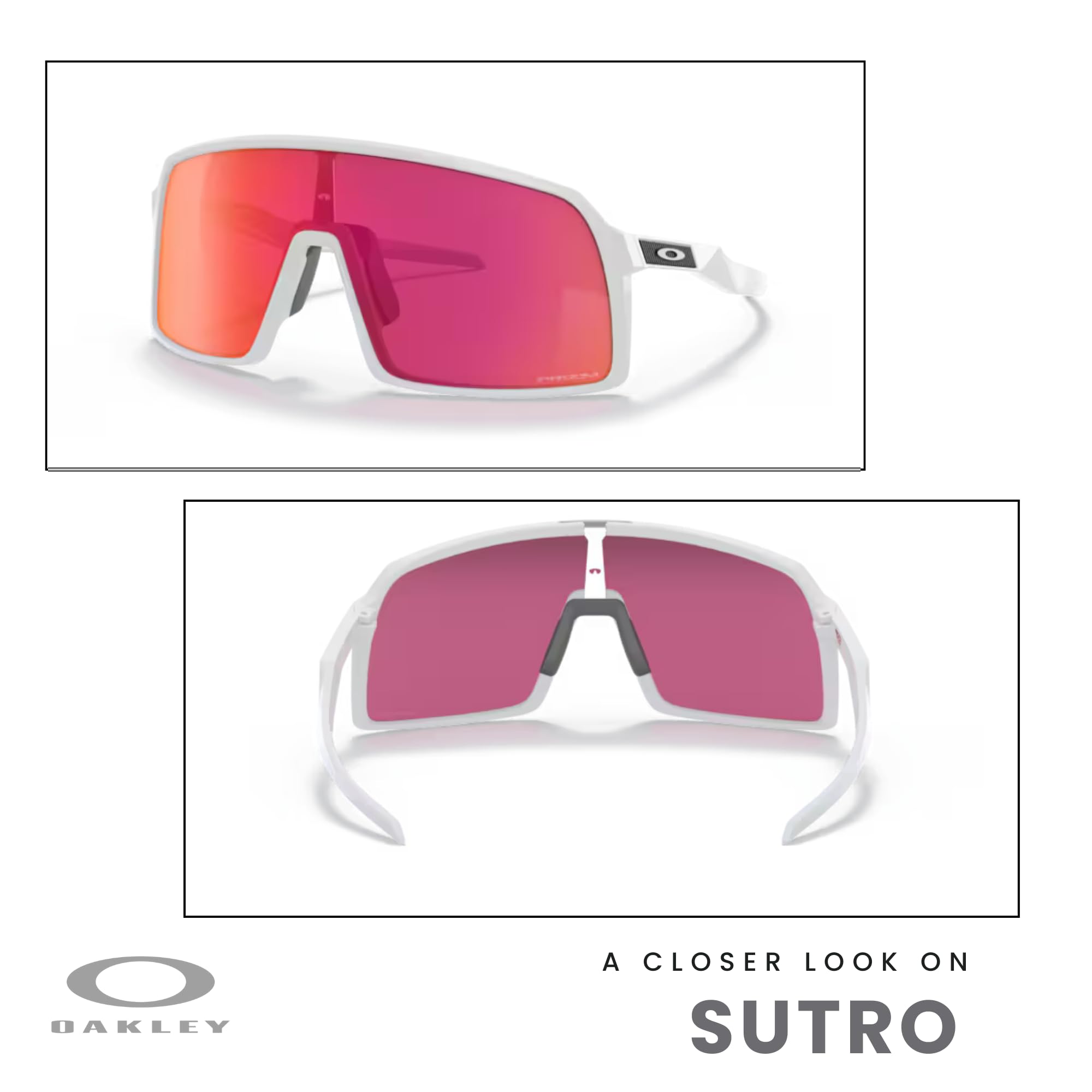 Oakley Sutro OO9406 OO940691 37MM Polished White/Prizm Sapphire Rectangular Sunglasses for Men + BUNDLE with Designer iWear Eyewear Kit