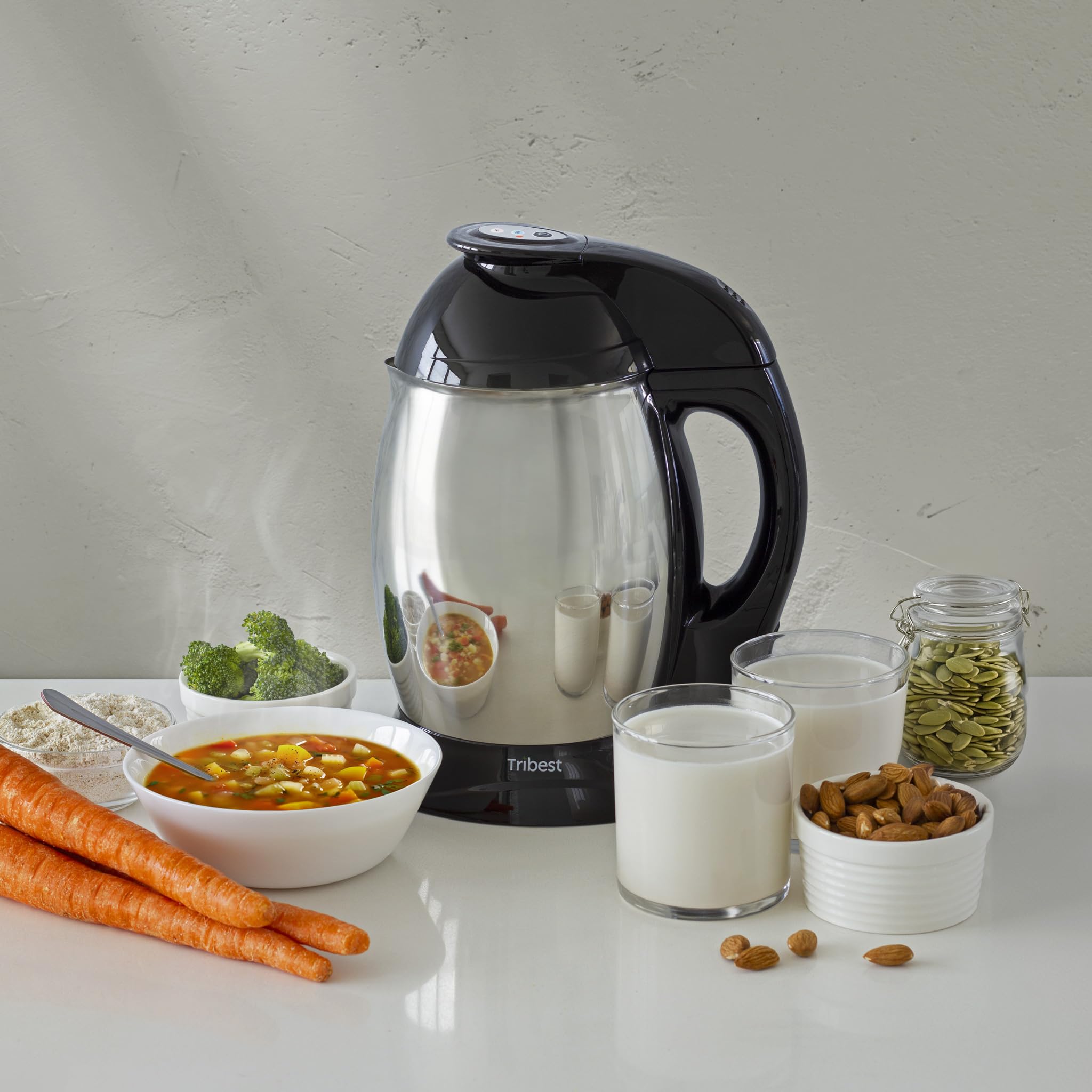 Tribest SB-132 Soyabella, Automatic Soy Milk Maker Machine with Tofu Kit Large, Silver, Large, Black/Stainless Steel