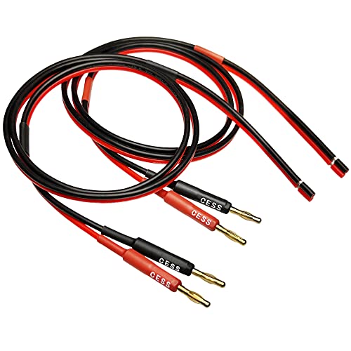 CNCESS CESS-225-3f Banana Plug Adapter Connector to Bare Wire Open End Audio Cable DIY for Speakers & Amplifier, 2-Channel, 14 Gauge (3 Feet)