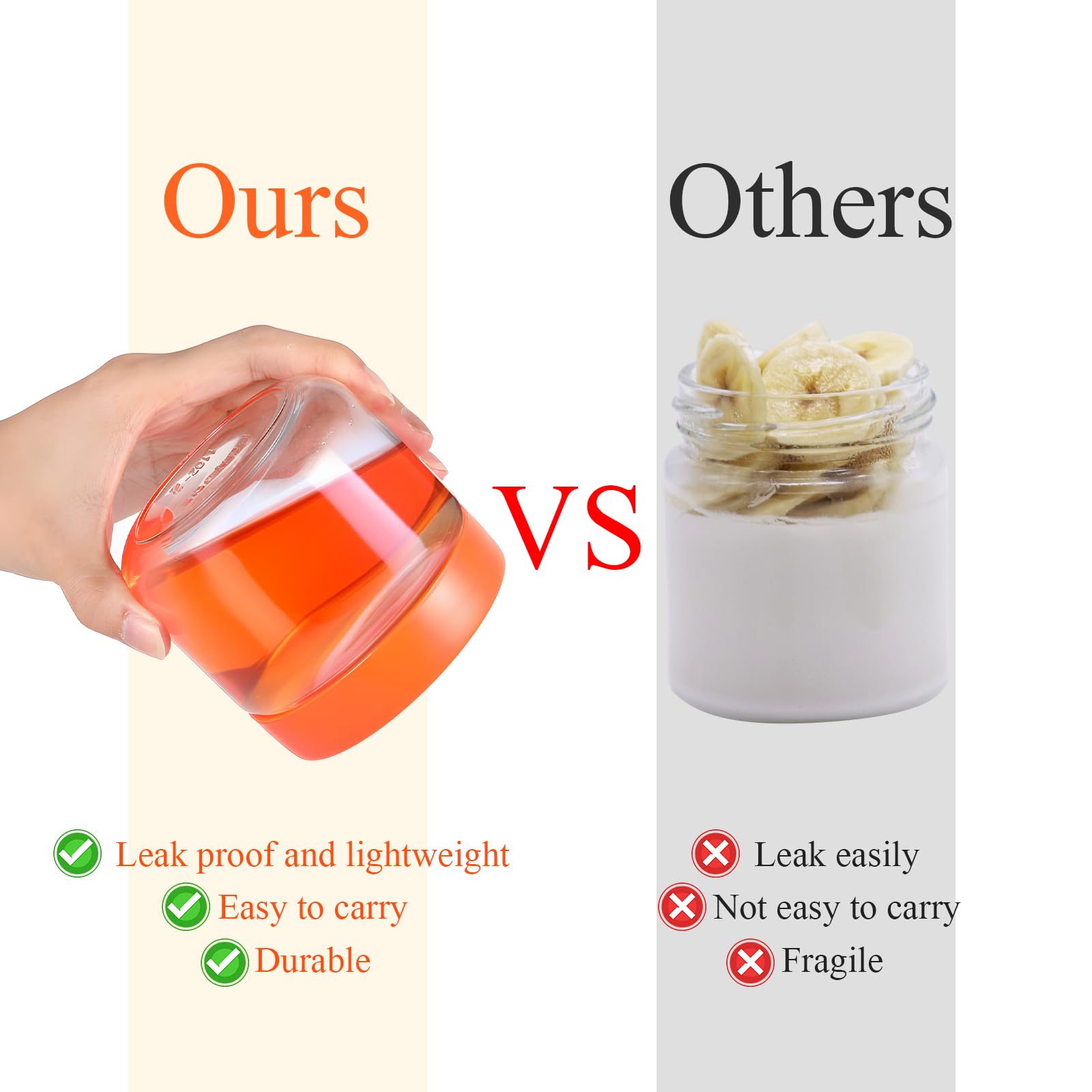Hsei Overnight Oats Jars 10 oz Glass jar with Screw lid, Mason Oatmeal Jar Wide Mouth Airlight Jar Meal Prep Containers for Breakfast Yogurt Fruit Pudding (10)