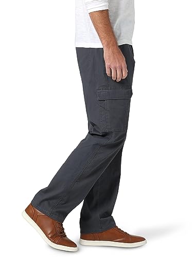 Wrangler Authentics Men's Relaxed Fit Stretch Cargo Pant, Anthracite Twill, 34W x 30L