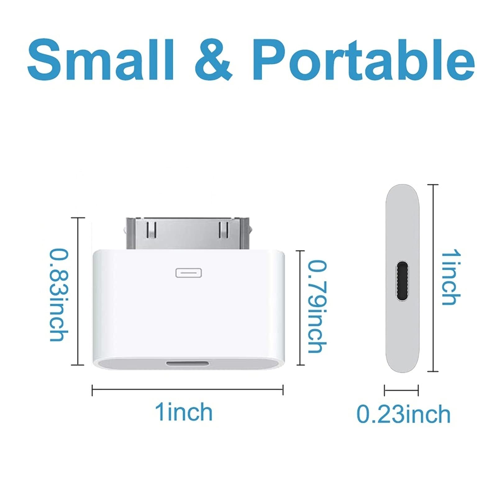 rosyclo 30-Pin to Lightning Adapter, MFi Certified 8-Pin Female to 30 Pin Male Dock Connector iPhone Charging Sync Converter Compatible iPhone 4/4s/iPad/iPod Touch White (No Audio)