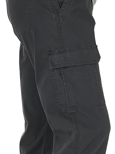 Wrangler Authentics Men's Relaxed Fit Stretch Cargo Pant, Anthracite Twill, 34W x 30L