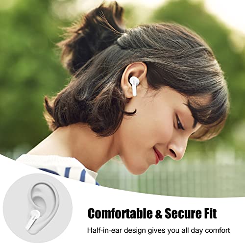 OGNILLE WirelessâEarbuds Bluetooth 5.2 LED Power Display Headphones Touch Control Light-Weight ENC with USB Charging Case, Built-in Mic, 30hr Battery Earphones, Waterproof for Sport, White