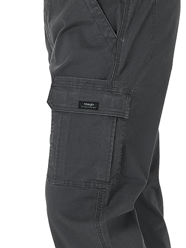 Wrangler Authentics Men's Relaxed Fit Stretch Cargo Pant, Anthracite Twill, 34W x 30L