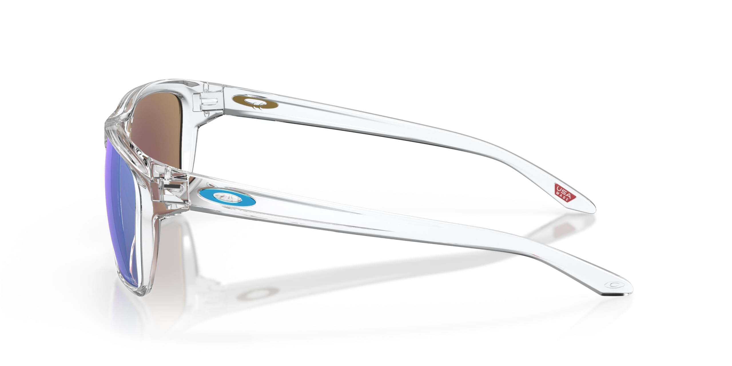 Oakley Men's OO9448 Sylas Rectangular Sunglasses, Polished Clear/Prizm Sapphire, 60 mm