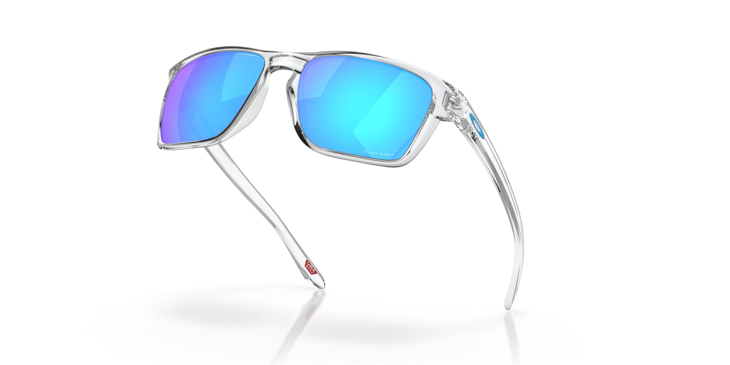 Oakley Men's OO9448 Sylas Rectangular Sunglasses, Polished Clear/Prizm Sapphire, 60 mm