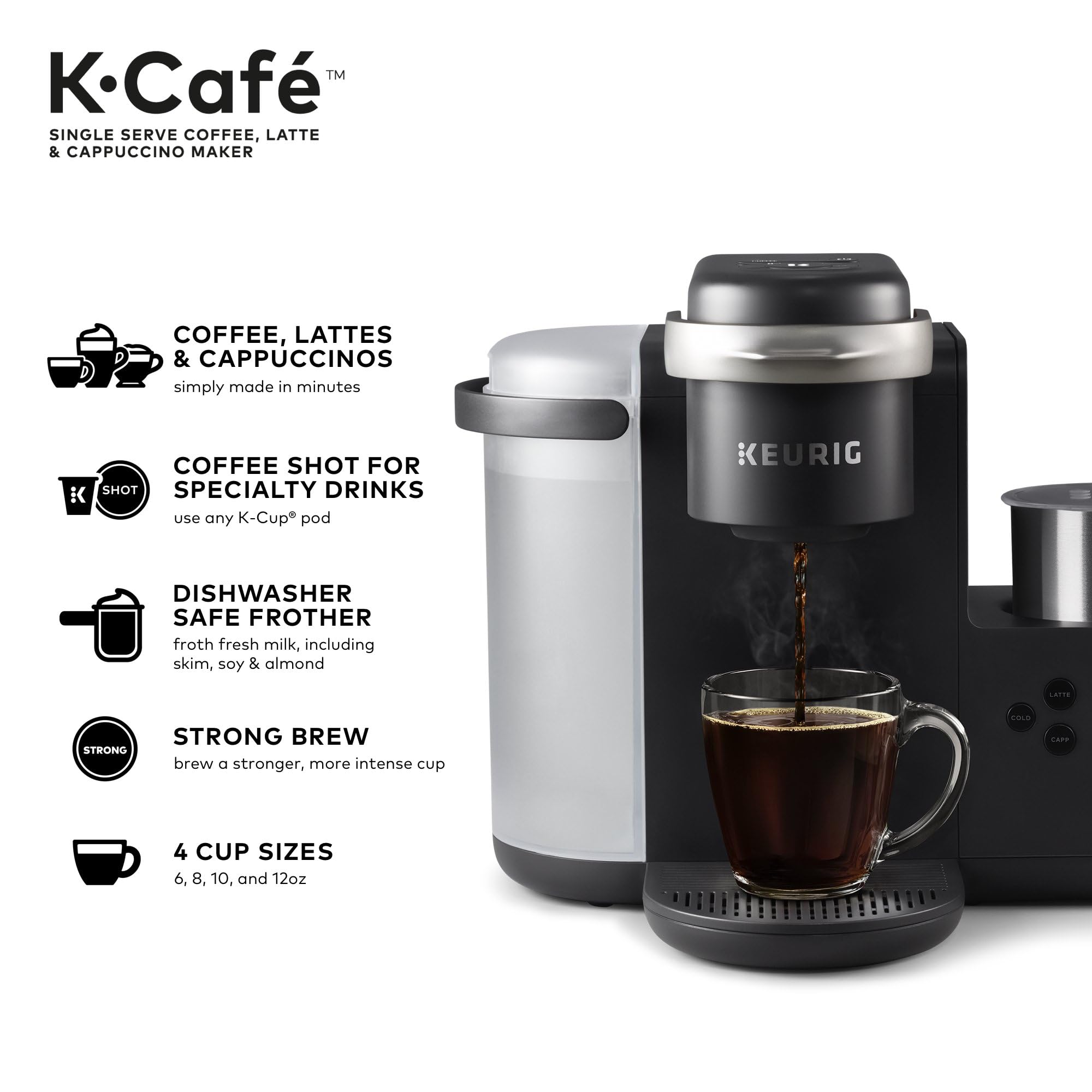 Keurig K-Cafe Single Serve K-Cup Coffee, Latte and Cappuccino Maker, Dark Charcoal & K-Mini Plus Single Serve K-Cup Pod Coffee Maker, Studio Gray