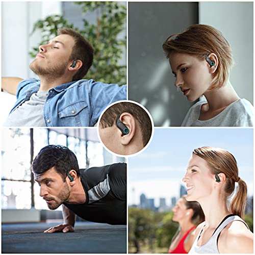 XUX Wireless Earbuds Bluetooth 5.2 Headphones Bluetooth Headphones 4-Mics Clear Call 30H Playtime with Earhooks Sweatproof Waterproof in Ear Earphones for iPhone Android Sports Running Workout Gaming