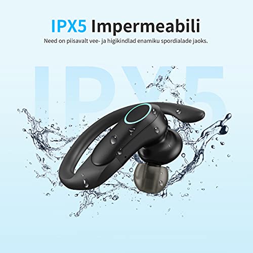 XUX Wireless Earbuds Bluetooth 5.2 Headphones Bluetooth Headphones 4-Mics Clear Call 30H Playtime with Earhooks Sweatproof Waterproof in Ear Earphones for iPhone Android Sports Running Workout Gaming