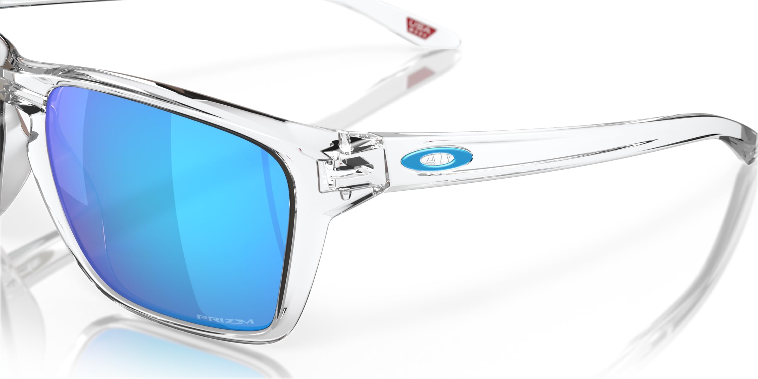 Oakley Men's OO9448 Sylas Rectangular Sunglasses, Polished Clear/Prizm Sapphire, 60 mm