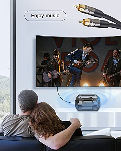 RCA Cable, RCA to RCA Audio Cable,Subwoofer Cable Dual Shielded with Gold Plated RCA to RCA Connectors-Black (8FT)