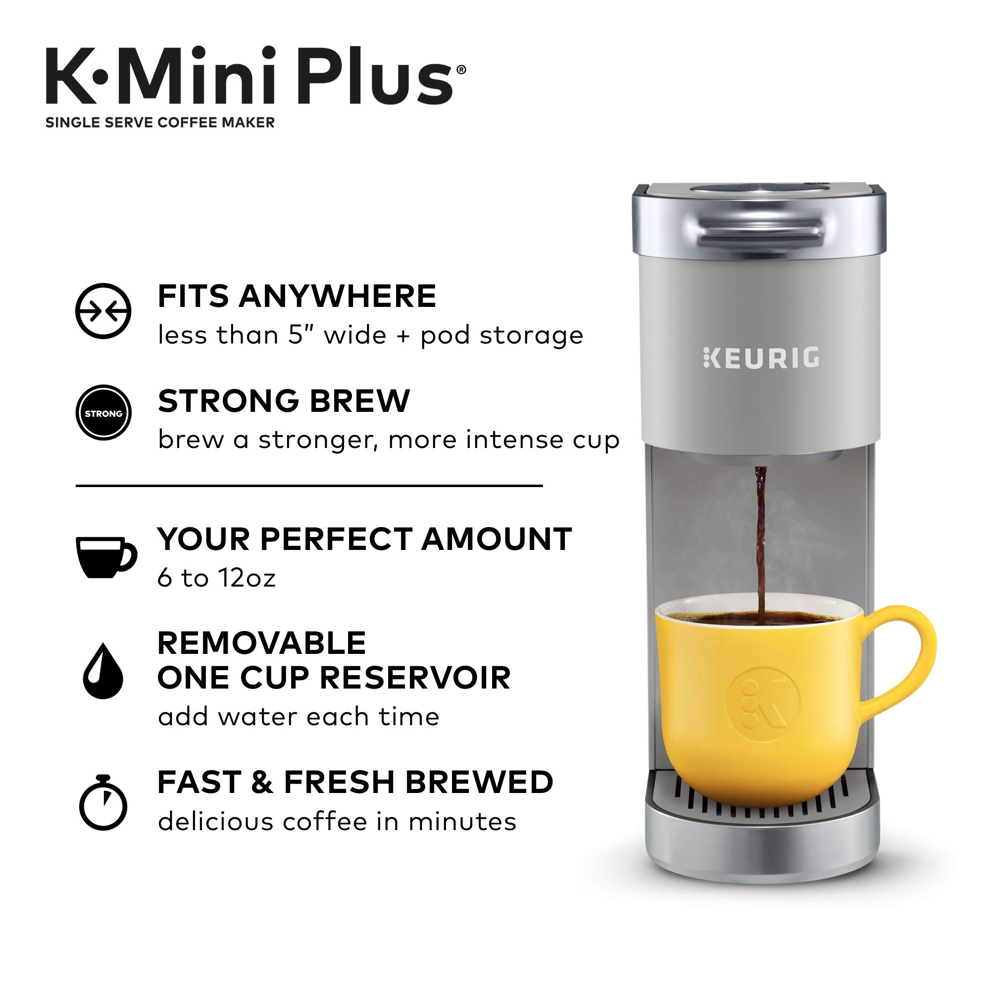 Keurig K-Cafe Single Serve K-Cup Coffee, Latte and Cappuccino Maker, Dark Charcoal & K-Mini Plus Single Serve K-Cup Pod Coffee Maker, Studio Gray