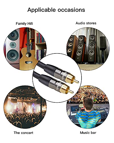 RCA Cable, RCA to RCA Audio Cable,Subwoofer Cable Dual Shielded with Gold Plated RCA to RCA Connectors-Black (8FT)