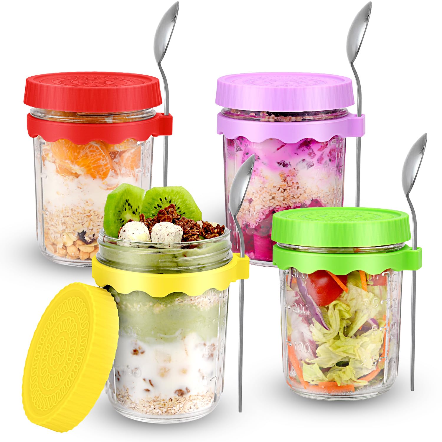 Oyrlize Overnight Oats Containers with Lids and Spoon,Companies,Work and Travel