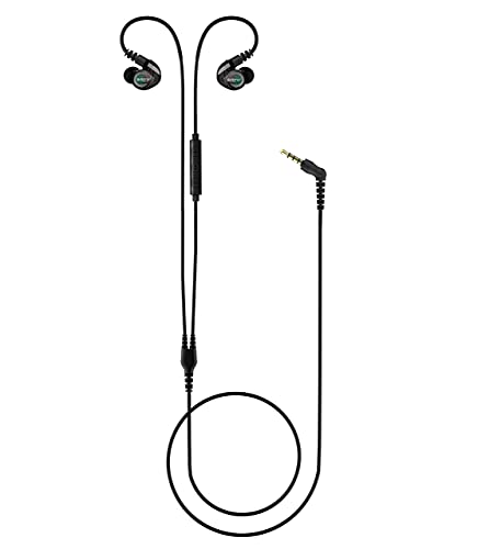 MOXKING Running Sport Earphones Over Ear Buds with Microphone Remote Noise Cancelling Earhook Headphones Sweatproof in Ear Earphones for Gym Jogging Workout Exercise(Black'