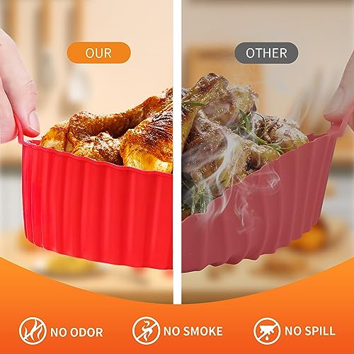 Mooues 2 Pack Reusable Air Fryer Silicone Liners, Non Stick & Easy Clean, Fits 3-7QT Air Fryers, Food Grade Silicone