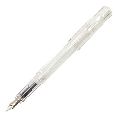 Kakuno Fountain Pen Extra Fine Print Clear Body Ink FKA1SRNCEF with 5 Blue Black Refill and Kanji Love Sticker