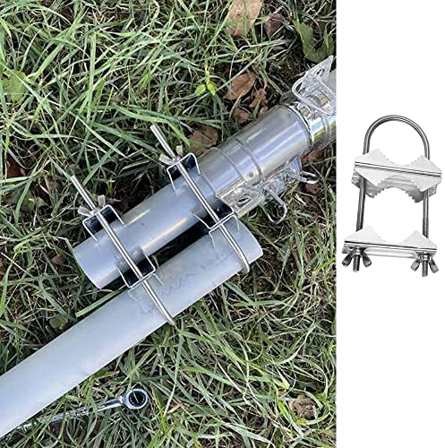 Double Antenna Mast Clamp Heavy Duty Pole to Pole Mounting Kit V Jaw Block with U-Bolt Mounting Hardware for TV CB Ham Antenna Parasols Flags and Fishing Rods (2)
