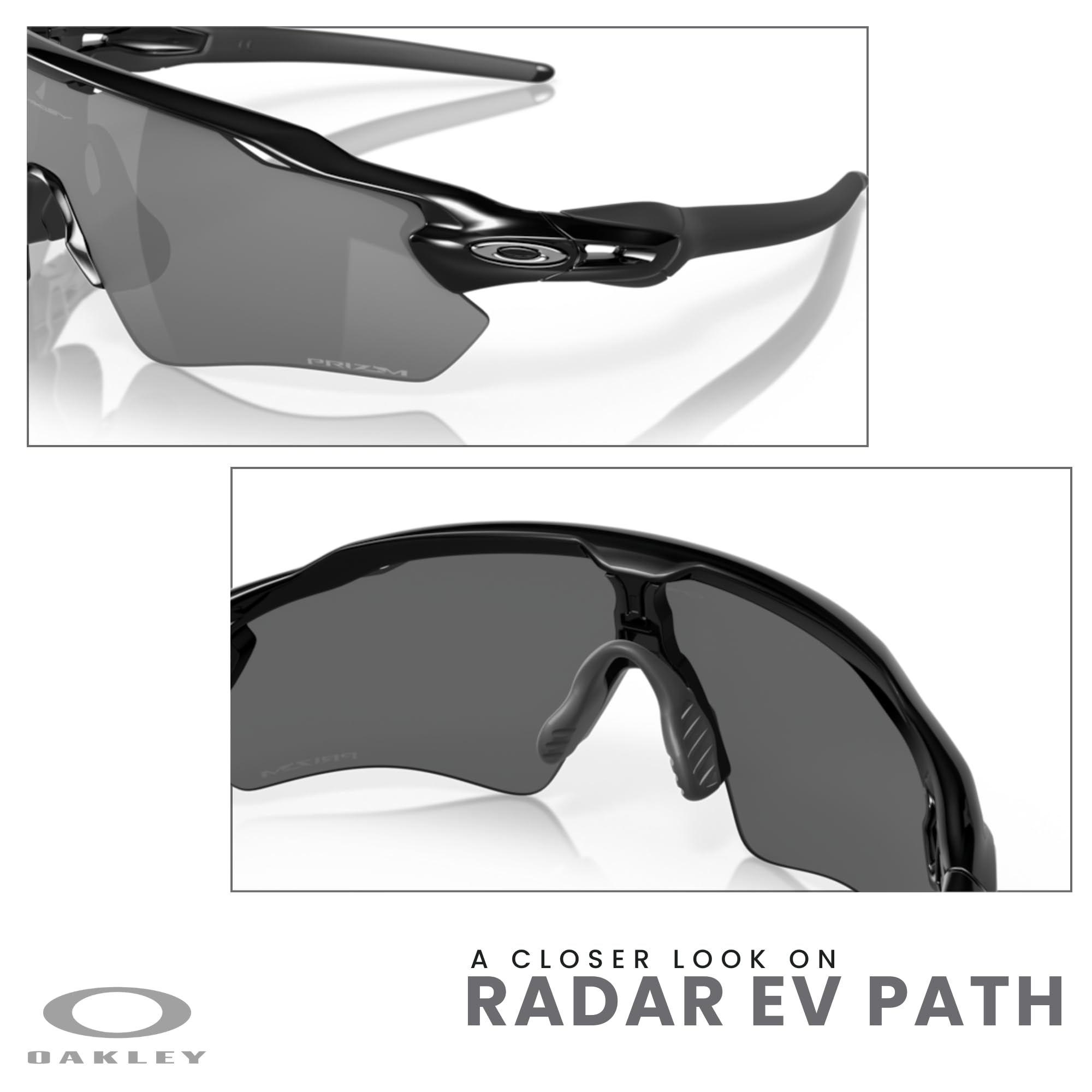 Oakley Radar EV Path OO9208 920852 38MM Polished Black/Prizm Black Shield Sunglasses For Men + BUNDLE Accessory Leash Kit + BUNDLE with Designer iWear Eyewear Kit