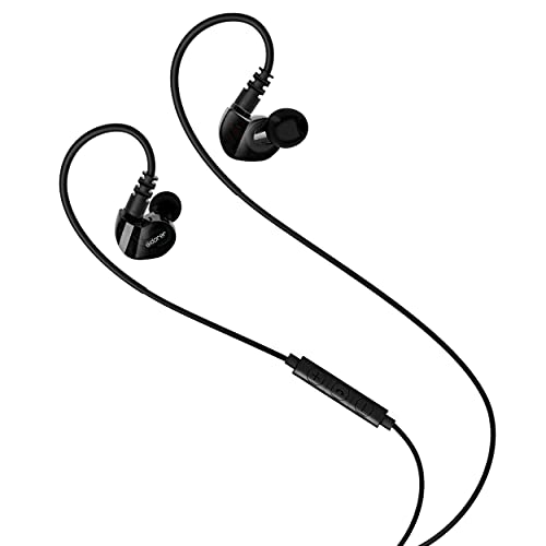 MOXKING Running Sport Earphones Over Ear Buds with Microphone Remote Noise Cancelling Earhook Headphones Sweatproof in Ear Earphones for Gym Jogging Workout Exercise(Black'
