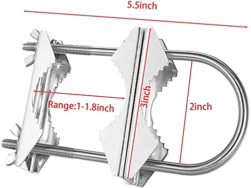 Double Antenna Mast Clamp Heavy Duty Pole to Pole Mounting Kit V Jaw Block with U-Bolt Mounting Hardware for TV CB Ham Antenna Parasols Flags and Fishing Rods (2)