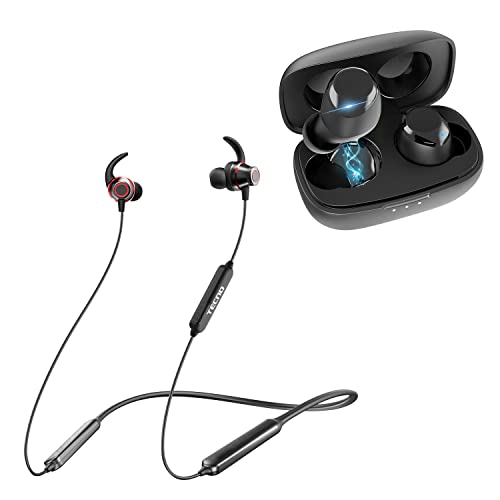 Tecno Wireless Bluetooth Headphones with Microphone B1 & True Wireless Earbuds with Microphone BDE01