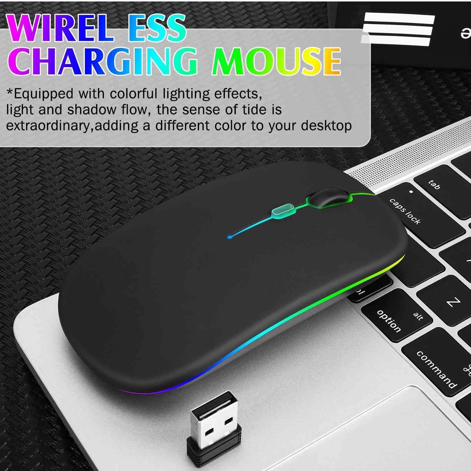 UrbanX 2.4GHz & Bluetooth Mouse, Rechargeable Wireless Mouse for Huawei Enjoy 10 Plus Bluetooth Wireless Mouse for Laptop/PC/Mac/Computer/Tablet/Android RGB LED Turquoise