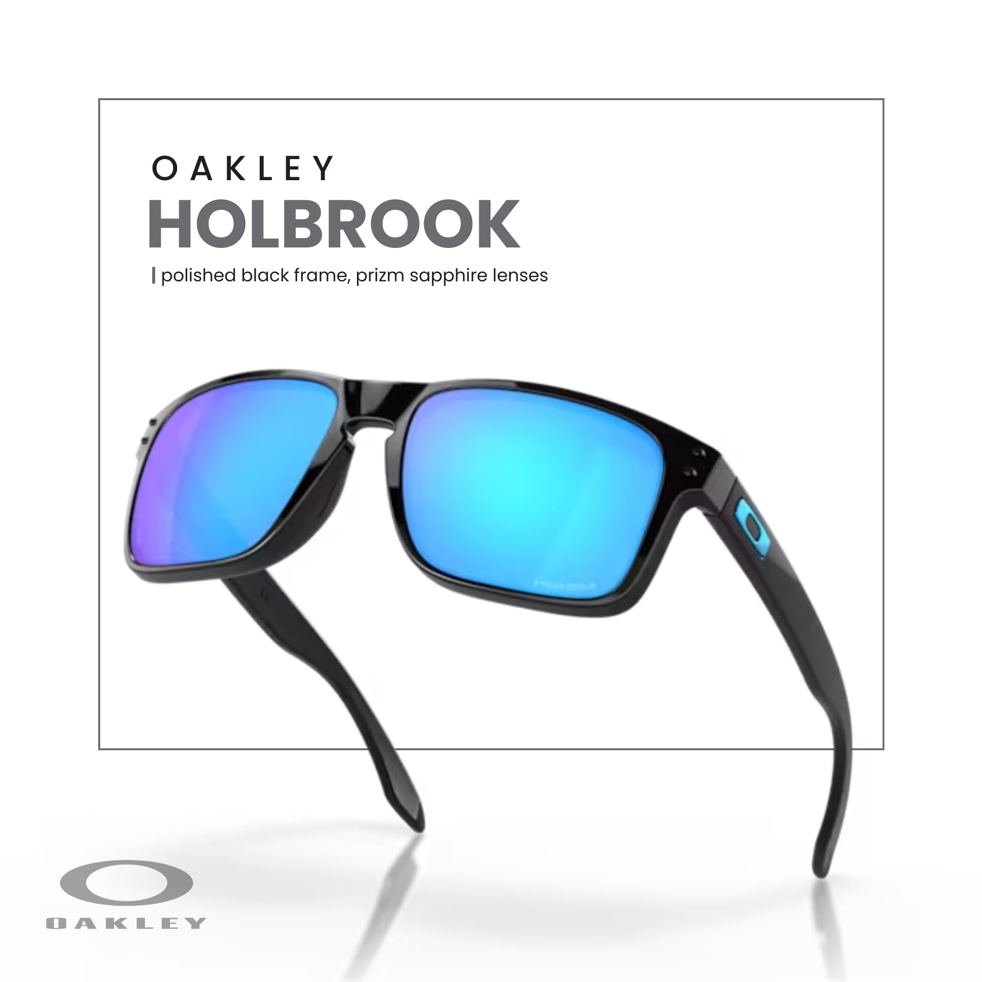 Oakley Holbrook OO9102 9102F5 57MM Polished Black/Prizm Sapphire Square Sunglasses For Men + BUNDLE Accessory Leash Kit+ BUNDLE with Designer iWear Eyewear Kit
