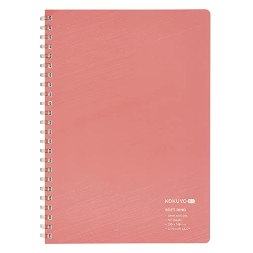 KOKUYO ME Graph Spiral Journal Notebook, A5 Soft Ring 5 mm Grid Paper Notebook with 50 Smooth Sheets, 5.8'' x 8.3'' Cute Small Journaling Notebook, Canyon Clay, Japan Import. (KME-SR931S5MS)