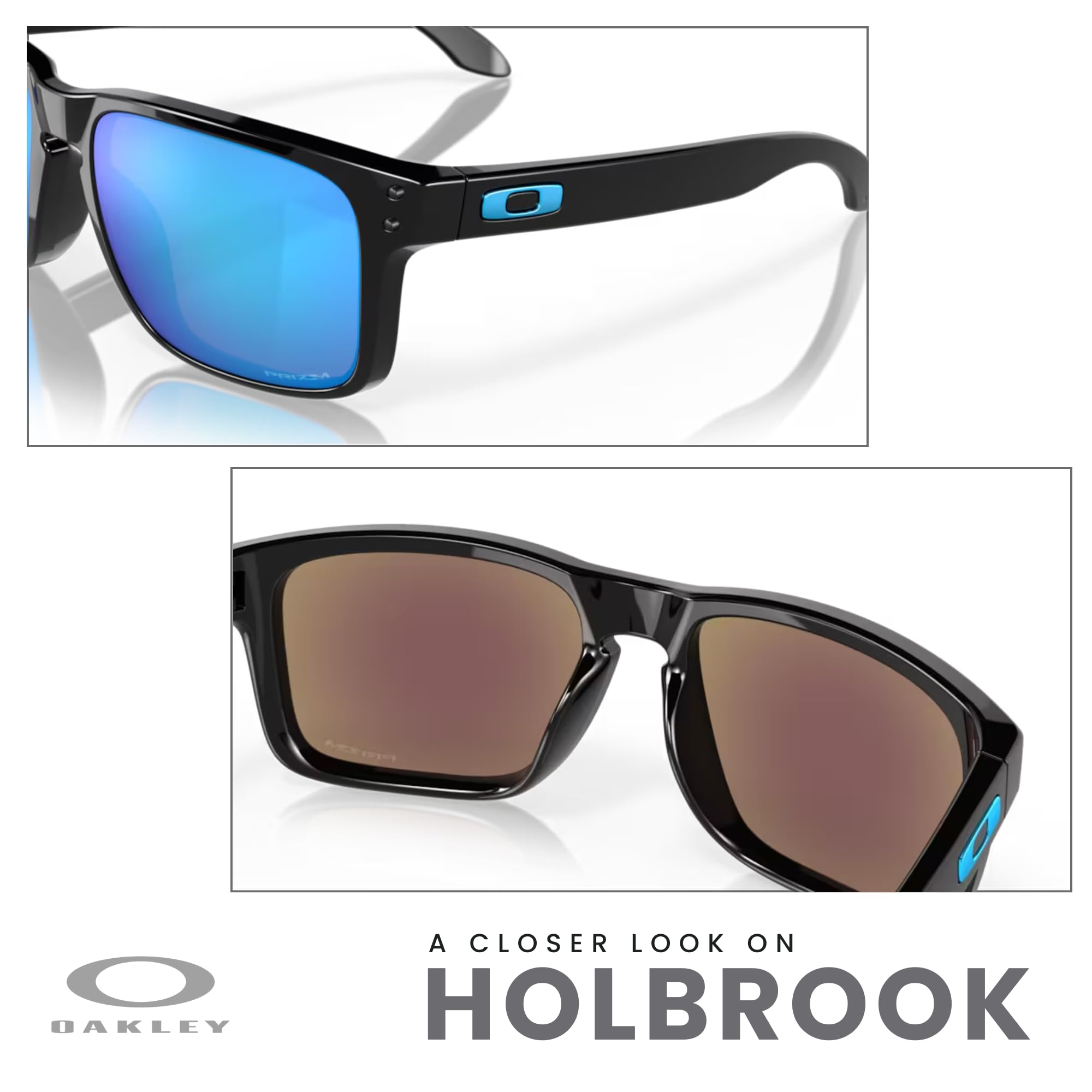 Oakley Holbrook OO9102 9102F5 57MM Polished Black/Prizm Sapphire Square Sunglasses For Men + BUNDLE Accessory Leash Kit+ BUNDLE with Designer iWear Eyewear Kit