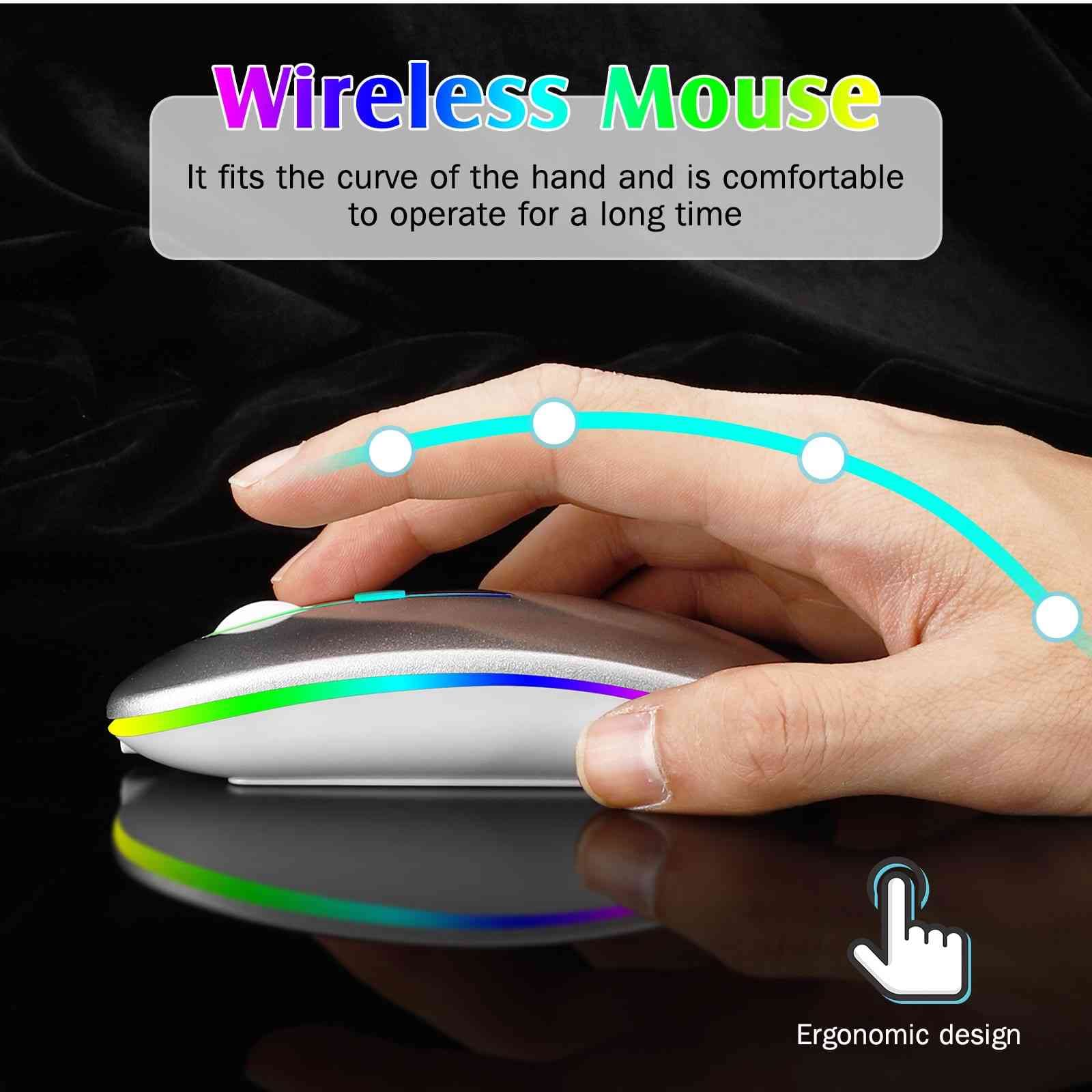 UrbanX 2.4GHz & Bluetooth Mouse, Rechargeable Wireless Mouse for Huawei Enjoy 10 Plus Bluetooth Wireless Mouse for Laptop/PC/Mac/Computer/Tablet/Android RGB LED Turquoise