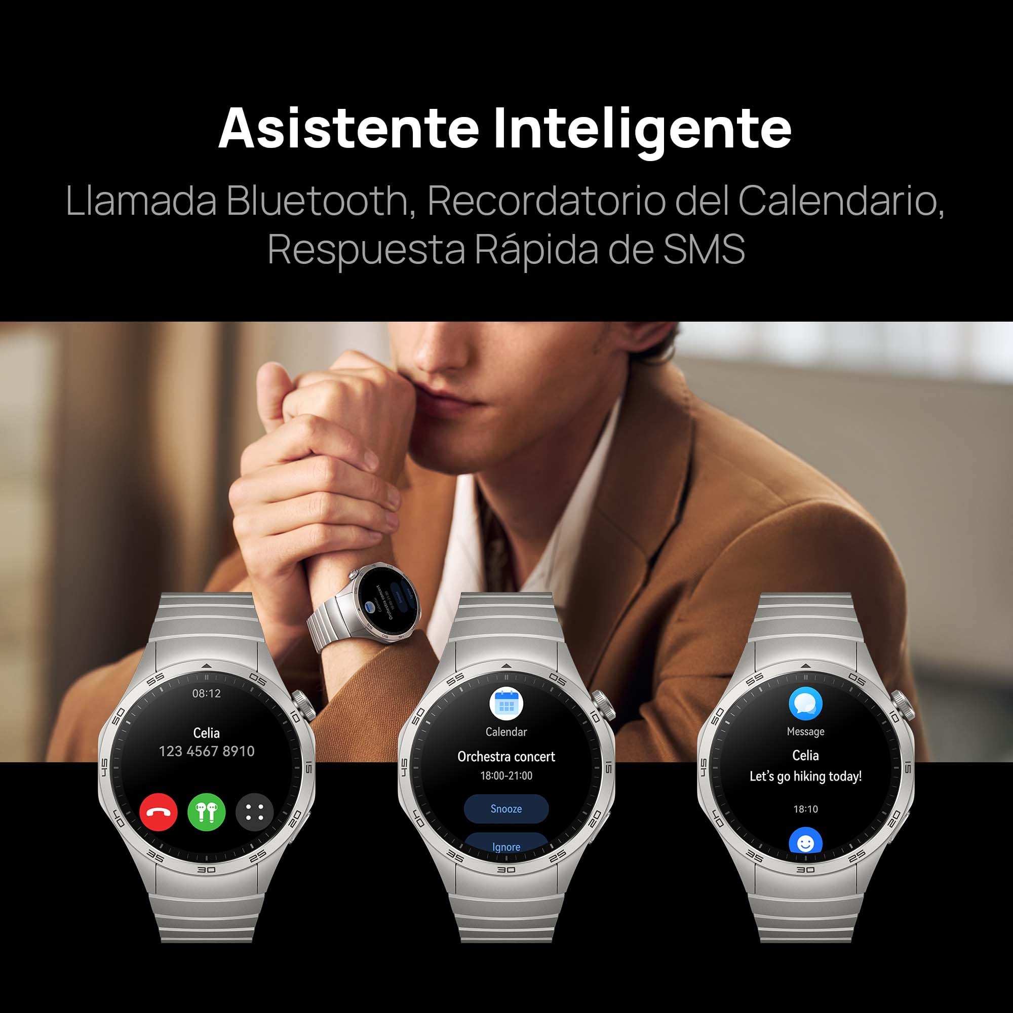HUAWEI Watch GT 4 B19M 46mm Bluetooth Smartwatch 1.43" AMOLED Screen Stainless Steel Strap - Grey