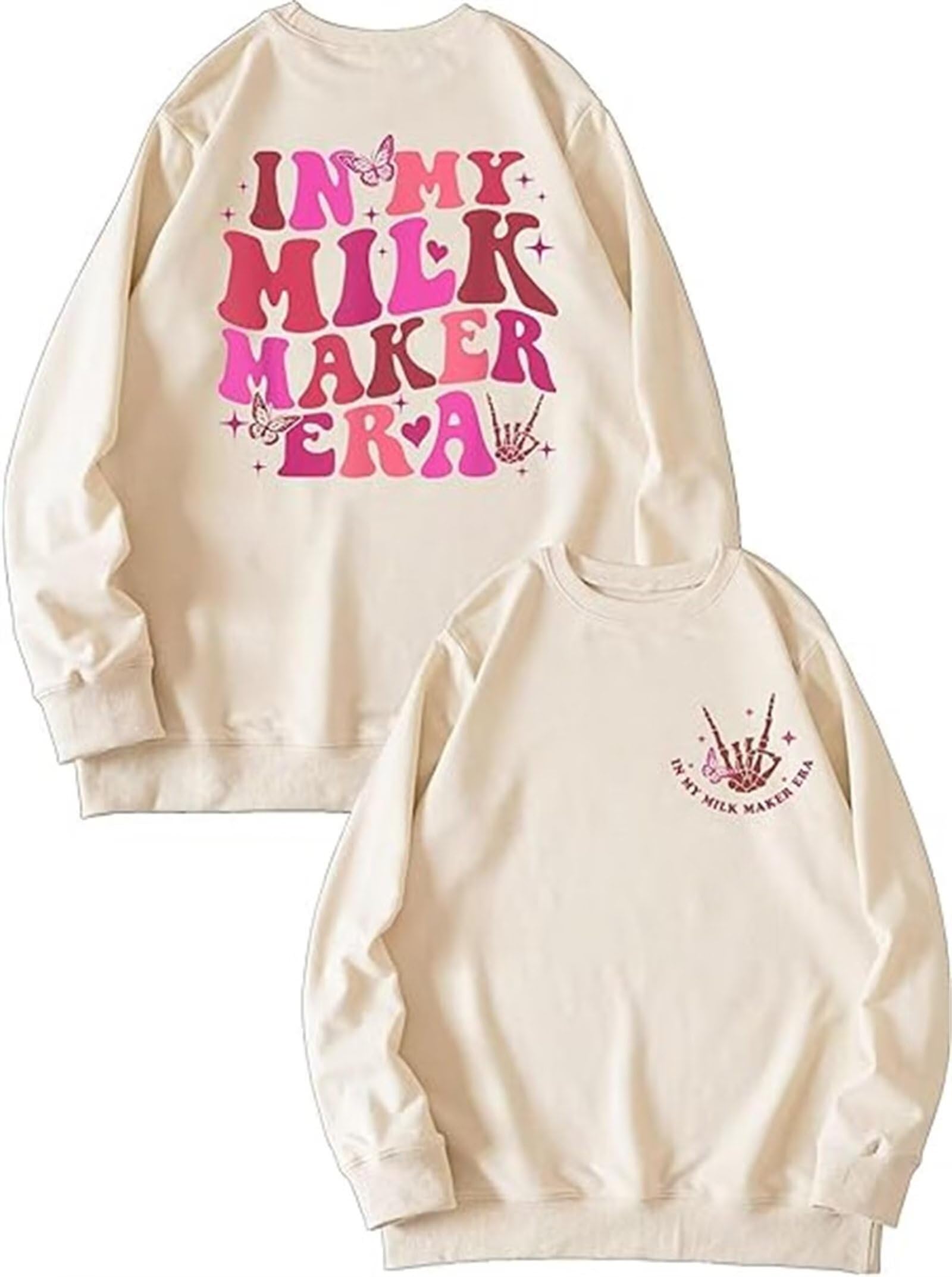 ECLALIDZ Mama Sweatshirt In My Milk Maker Era Funny Grahic Going Home Outfit For Mom After Birth Crewneck Pullover Sweatshirt