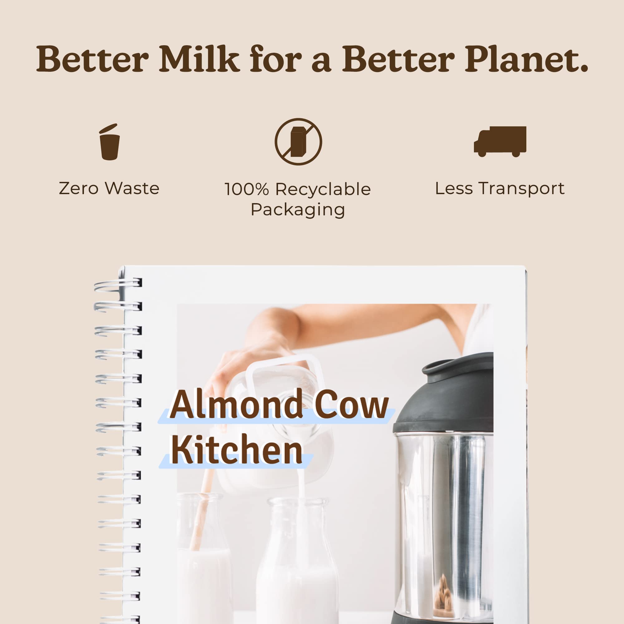 Almond Cow Kitchen Recipe Book, Vegan Cookbook Recipes for Nut Milk Maker, Plant Based Cookbook For Keto, Paleo, & Vegetarian Diets, Drink Recipes For Nut Milk Machine, Ring-Bound, 35 Recipes