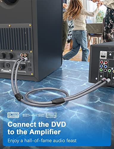 SOUNDFAM RCA to 1/4 Cable,Dual RCA to Dual 1/4 inch TS Stereo Audio Interconnect Cable,Dual 6.35mm to Dual RCA/Phono Patch Cable-Grey(3.3Feet/1M)