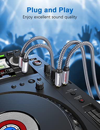 SOUNDFAM RCA to 1/4 Cable,Dual RCA to Dual 1/4 inch TS Stereo Audio Interconnect Cable,Dual 6.35mm to Dual RCA/Phono Patch Cable-Grey(3.3Feet/1M)