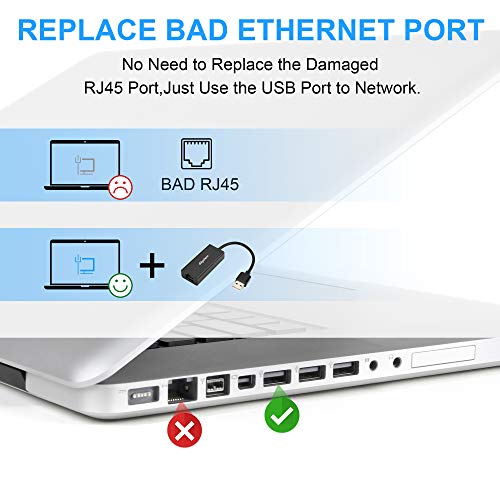 USB to Ethernet Adapter, Hopjuery Driver Free USB 2.0 to 10/100 Mbps Ethernet LAN Network Adapter, RJ45 Internet Adapter Compatible with MacBook, Surface,Notebook PC with Windows, XP, Vista