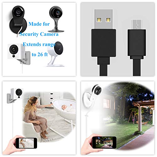 FASTSNAIL 26FT Extension Flat Charging Cable and Data Sync Cord Compatible with PS4/Xbox One Controllers, Kindle Fire, USB to Micro USB Power Cable Compatible with WyzeCam, WyzeCam V3, YI Cam etc.