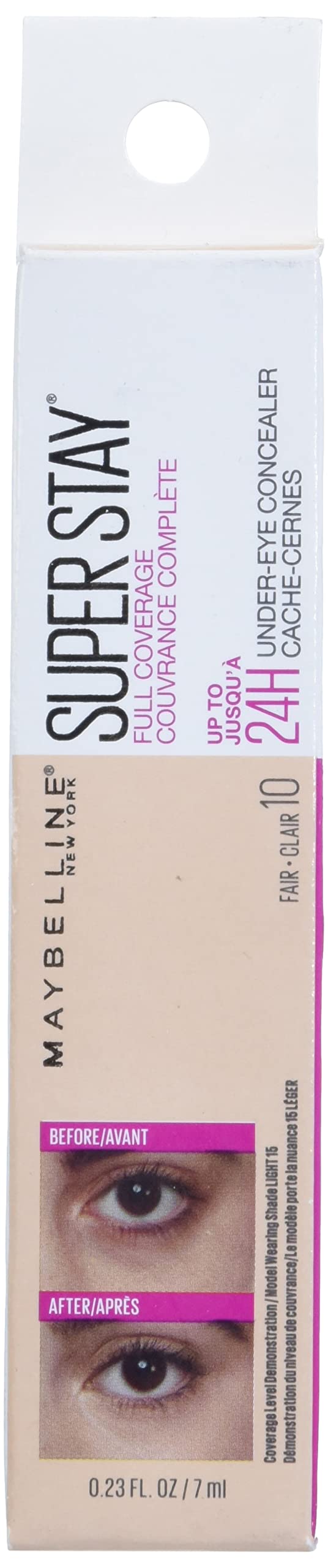 Maybelline New York Super Stay Super Stay Full Coverage, Brightening, Long Lasting, Under-eye Concealer Liquid Makeup For Up To 24H Wear, With Paddle Applicator, Fair, 0.23 fl. oz.