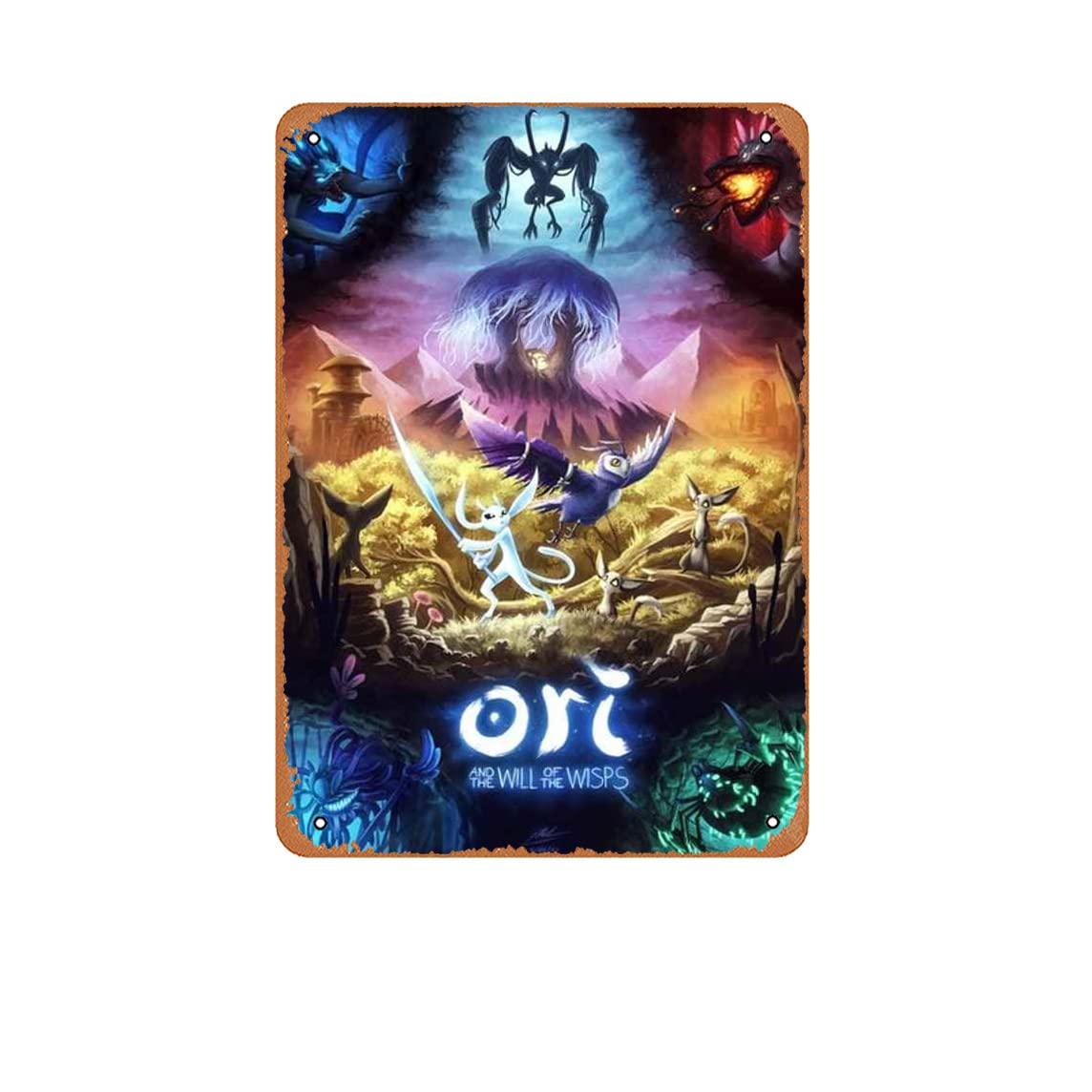Tin Sign Vintage The Art Of Ori And The Will Of The Wisps Game Poster Canvas Poster Mural Art Poster Home Decoration Player Room Decoration Wall Decor Decorations Art Poster Gift Metal Sign 8x12Inch