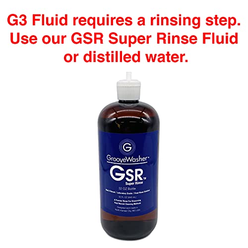 GrooveWasher G3 Two-Step Record Cleaning Fluid, 8 fl oz β Professional Deep Cleaning Vinyl Record Solution, Anti-Static on Contact, Works Great with Record Cleaning Machines, Specially Formulated for Tough to Clean LPs